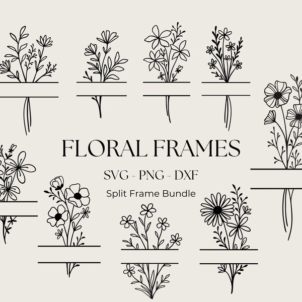 Floral Border Split Svg - Etsy