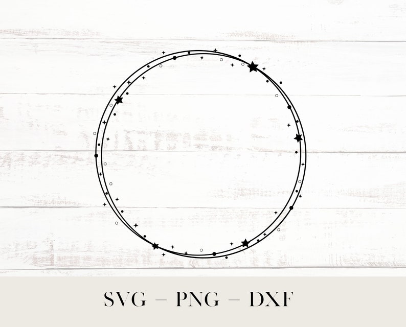 Celestial Frame SVG Star Stencil Svg Round Monogram Frame - Etsy