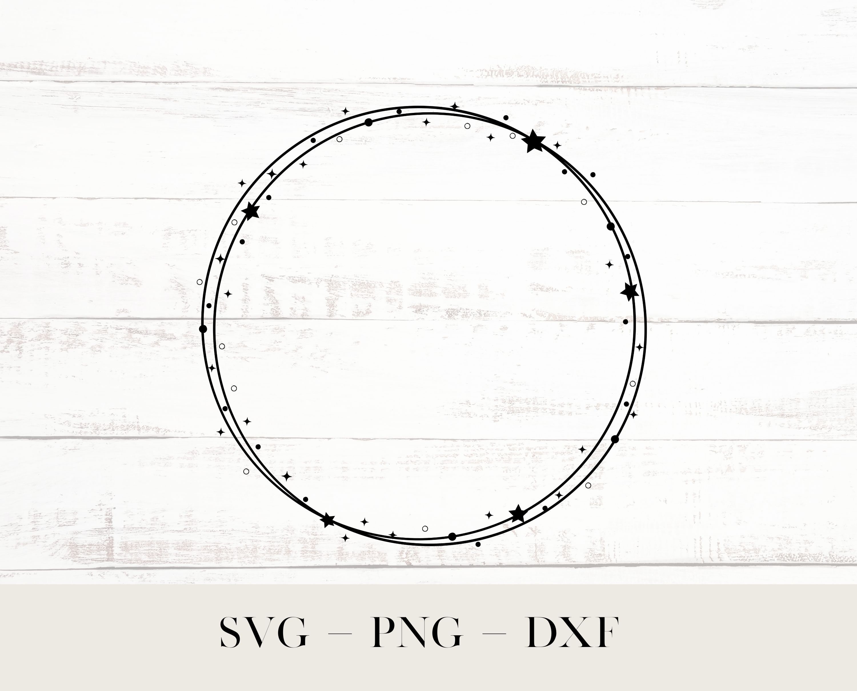 Celestial Frame SVG Star Stencil Svg Round Monogram Frame - Etsy Canada