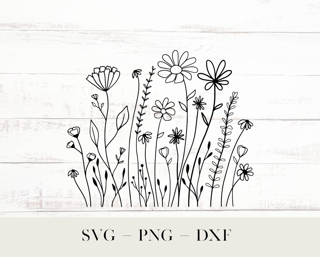 Wildflower Svg, Floral Border Svg, Flower Border SVG, Minimalist Flower ...