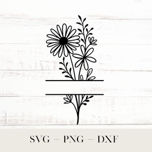 Split Frame Svg, Wildflower Svg, Monogram Split Frame, Daisy Svg - Etsy