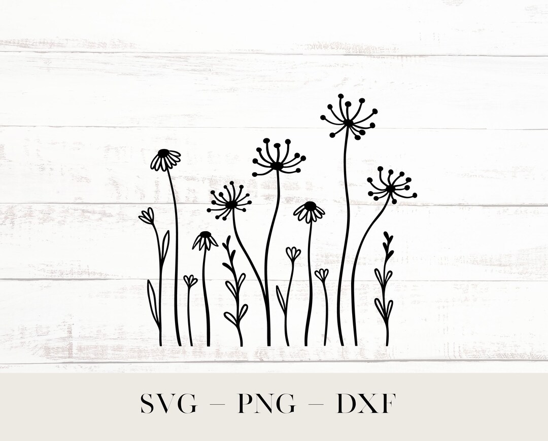 Wildflowers Svg Flower Border Svg Field Plants Svg - Etsy