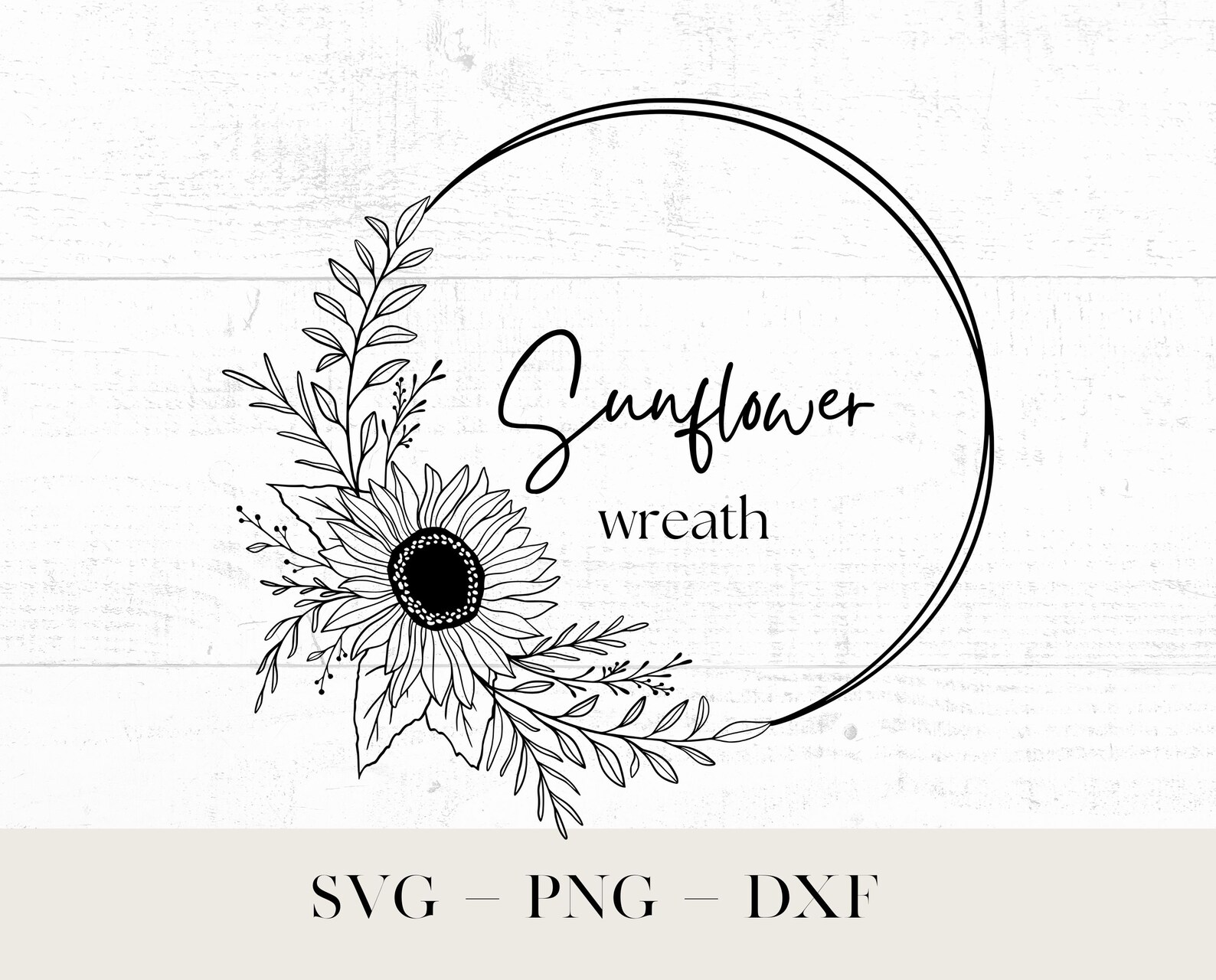 Sunflower Wreath Svg Flower Frame Svg Sunflower Outline Png - Etsy
