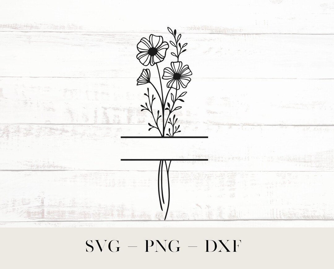 Split Frame Svg, Flower Bouquet Svg, Flower Outline - Etsy UK