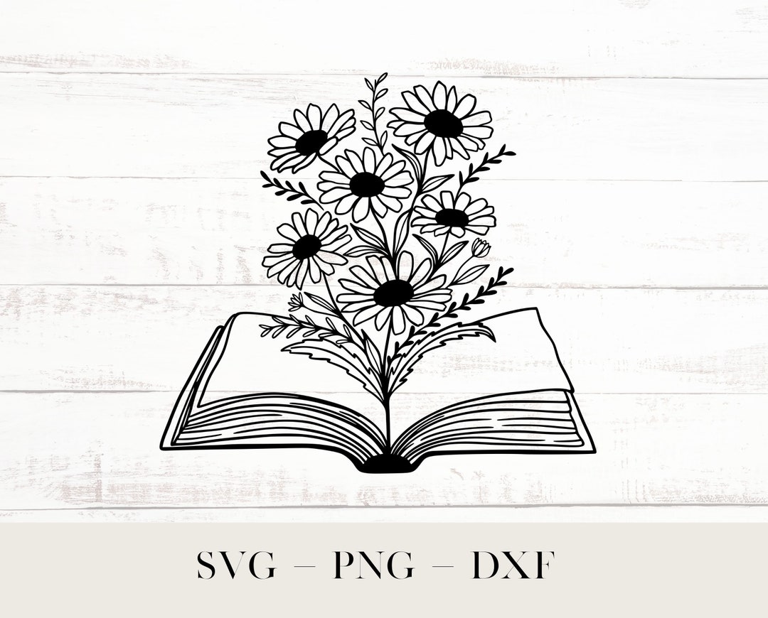 Open Book SVG, Floral Book SVG, Book Lover PNG, Reading Svg, Daisy Cut ...