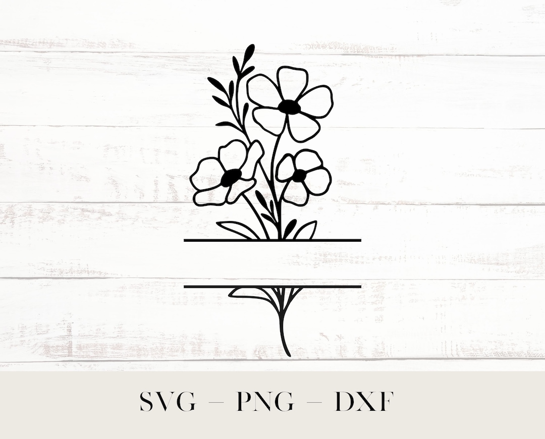 Split Frame Svg, Floral Split Frame, Flower Bouquet Svg, Line Art ...
