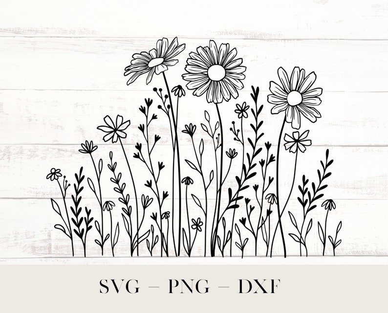 Wildflower Svg Outline Floral Clipart Flower Border Svg - Etsy