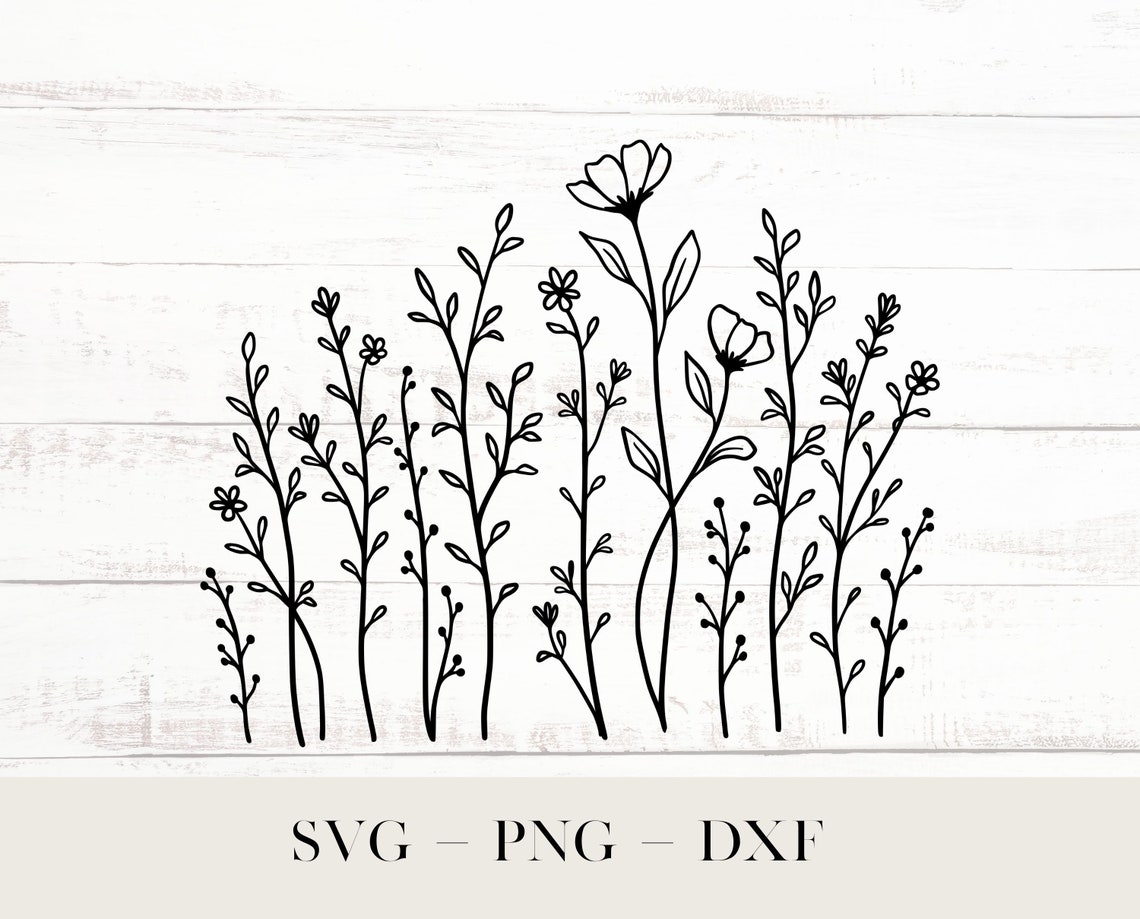 Flower Border Svg Wildflower Svg Floral Clipart - Etsy