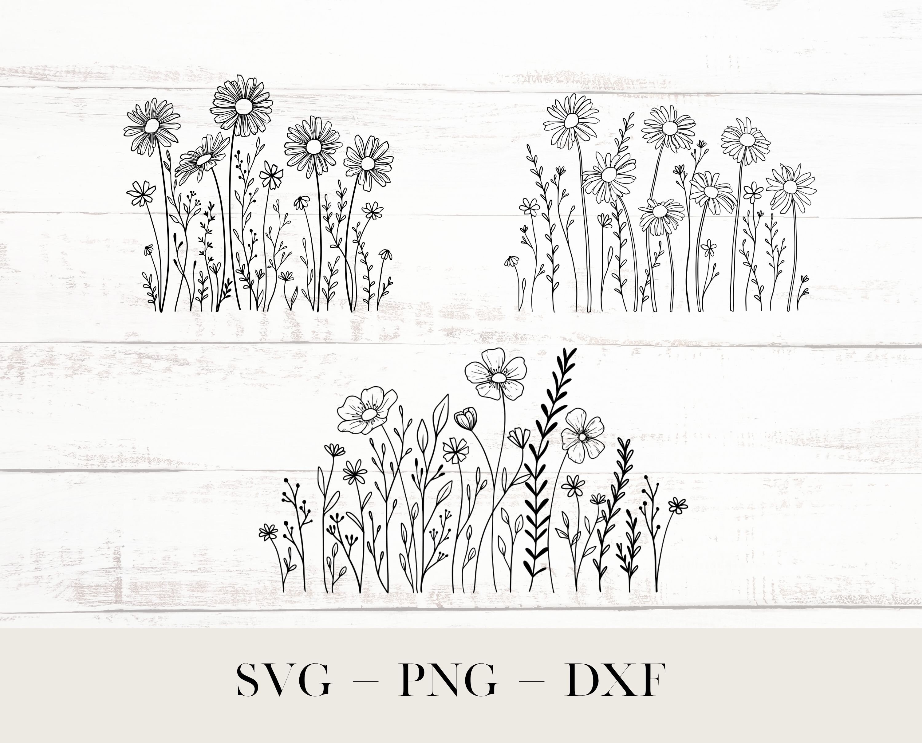 Flower Meadow Svg Daisy Svg Flower Border SVG Wildflower - Etsy