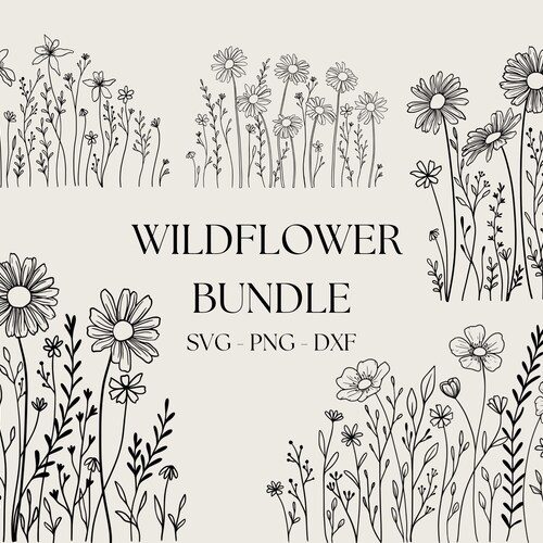 Flower Meadow Svg Daisy Svg Flower Border SVG Wildflower - Etsy