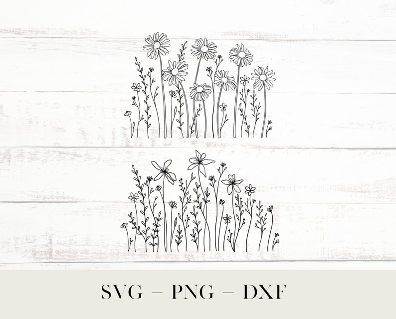 Flower Meadow Svg Daisy Svg Flower Border SVG Wildflower - Etsy