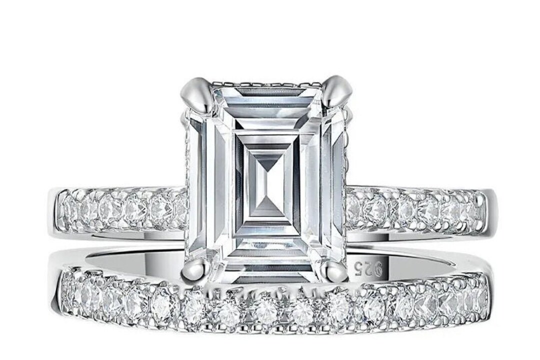 Emerald Cut Simulated Diamond Engagement Rings AAAAA CZ - Etsy