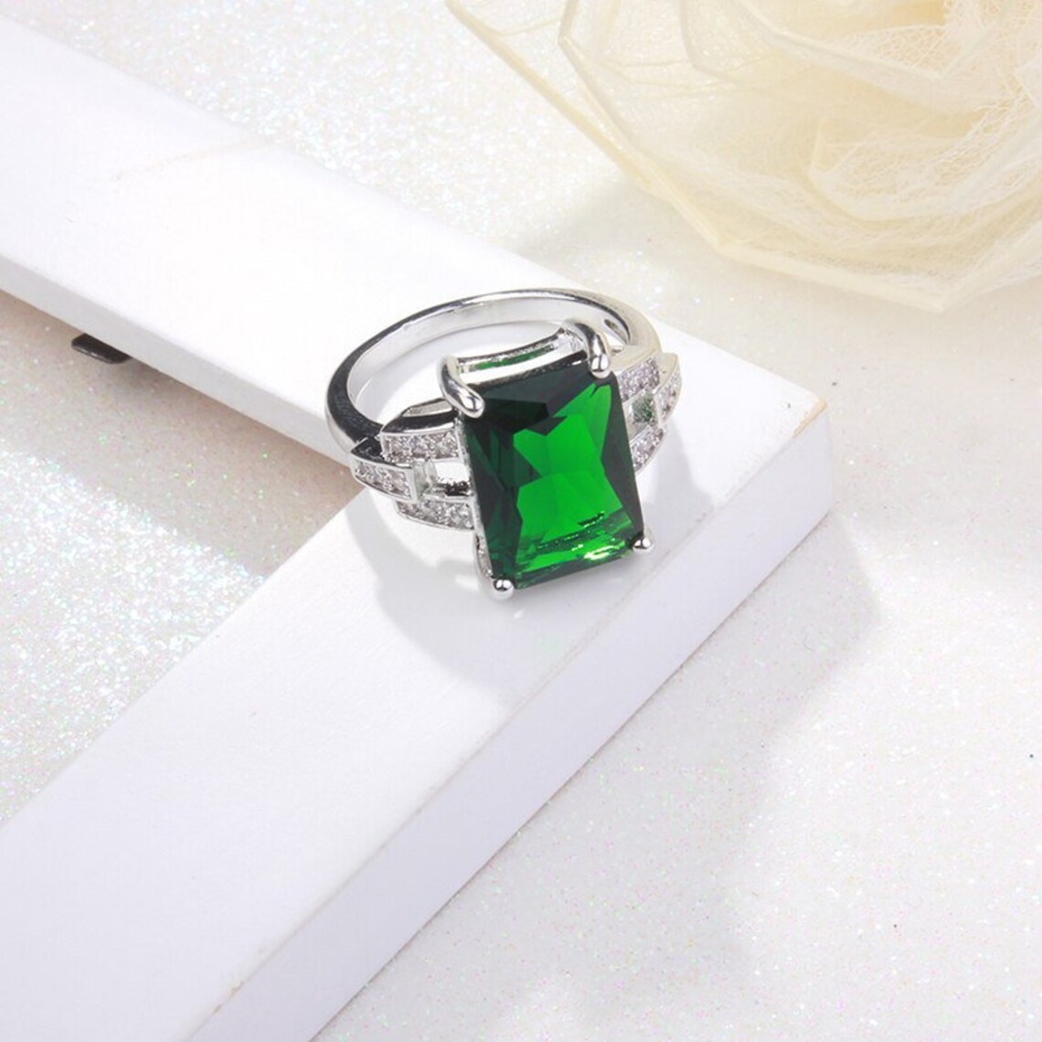 New Fashion Emerald Stone Rings for Womenwedding Jewelry925 - Etsy