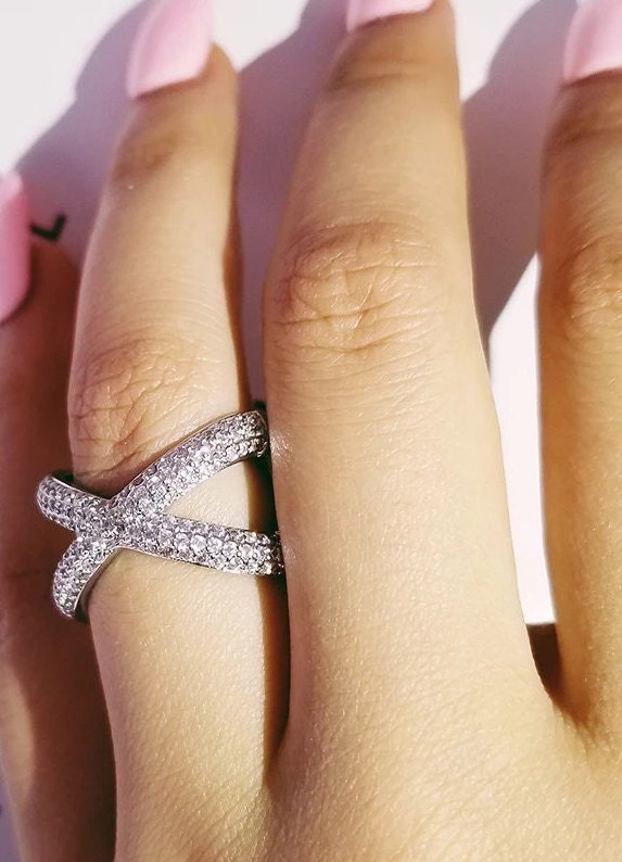 Solid Original 925Sterling Silver rings for womenX shape | Etsy