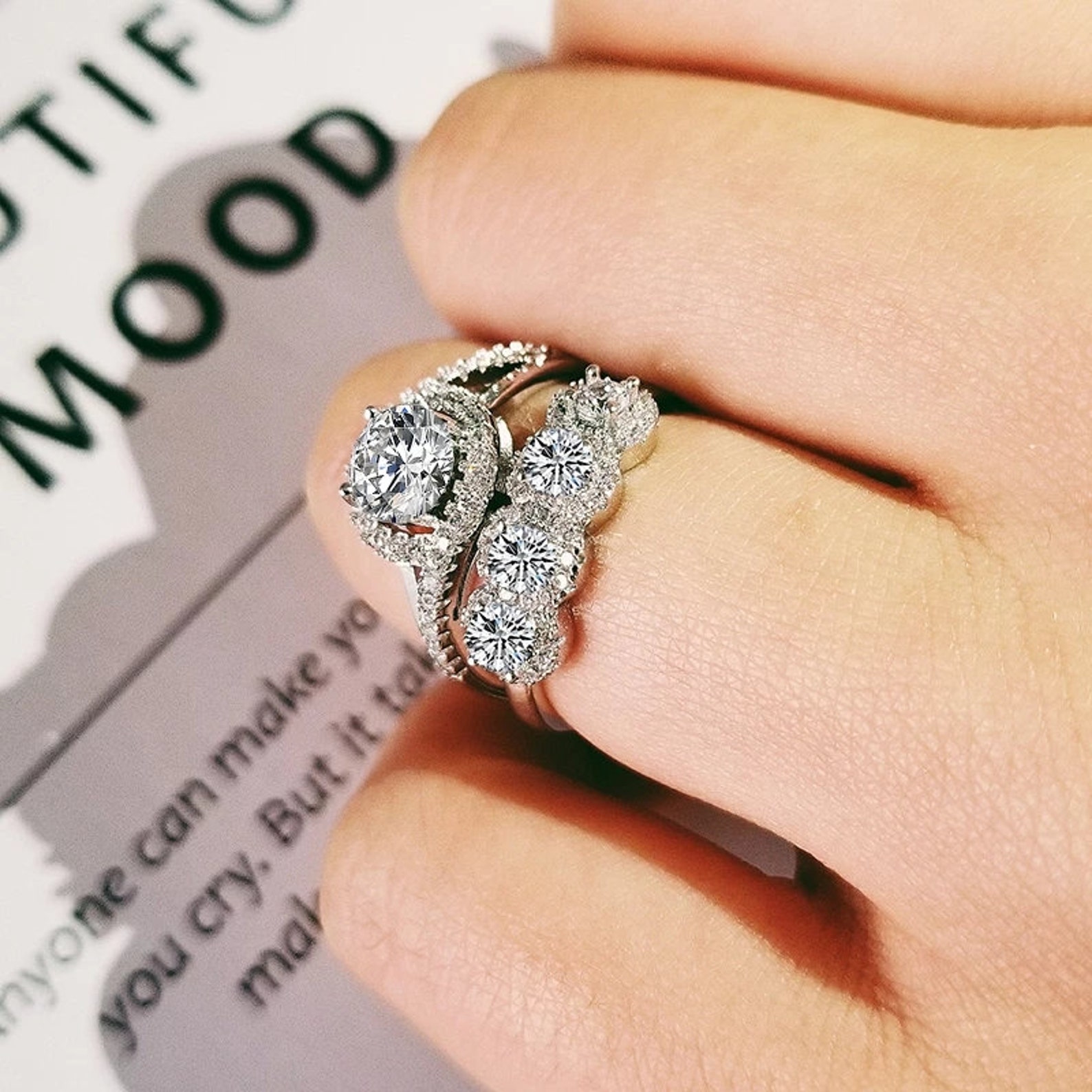 Luxury round Ring set Jewelry Wedding Rings Set Royal | Etsy