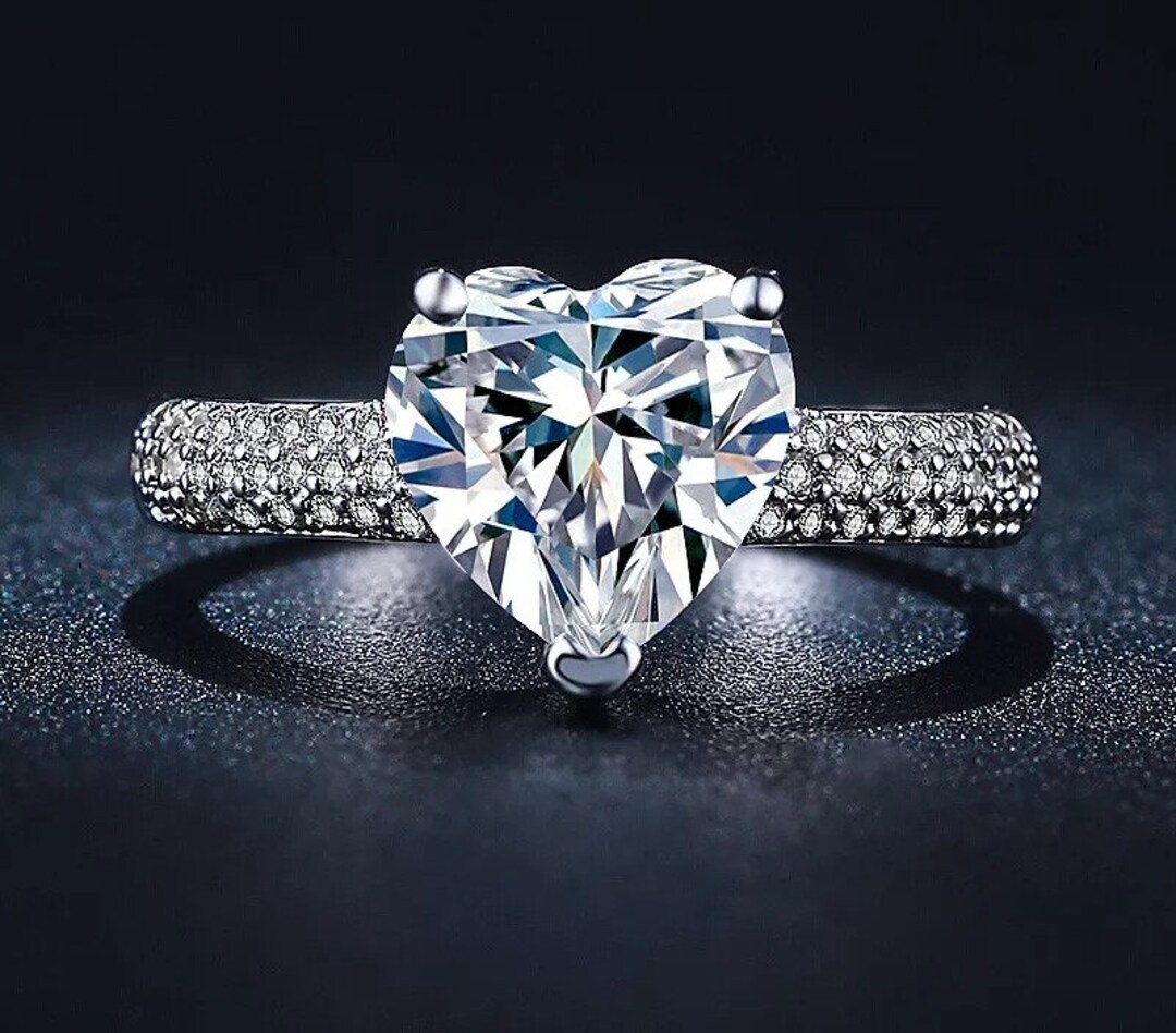 Big Heart Stone Jewelry Wedding Elegant Ring Copper Ring - Etsy