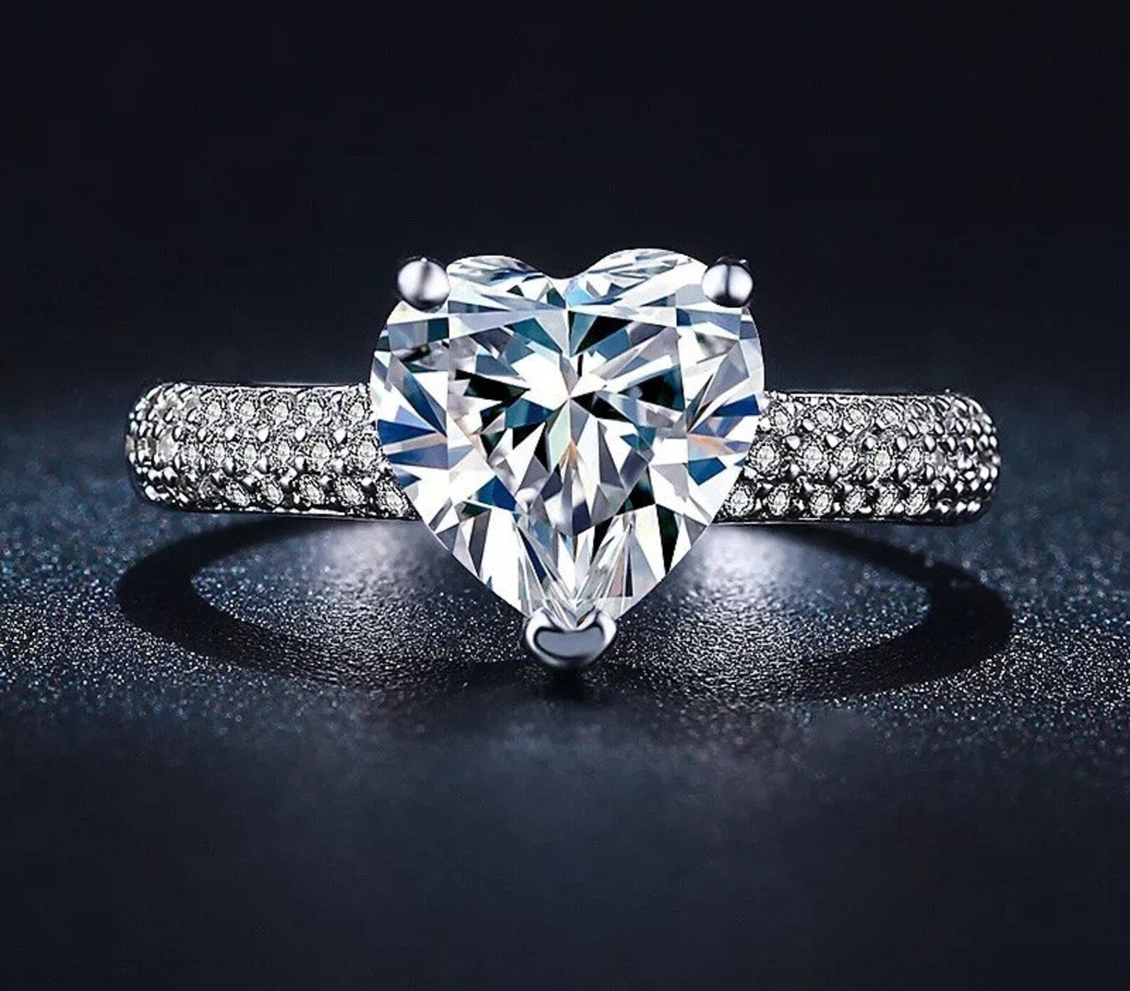 Big Heart Stone Jewelry Wedding Elegant Ring Copper Ring | Etsy