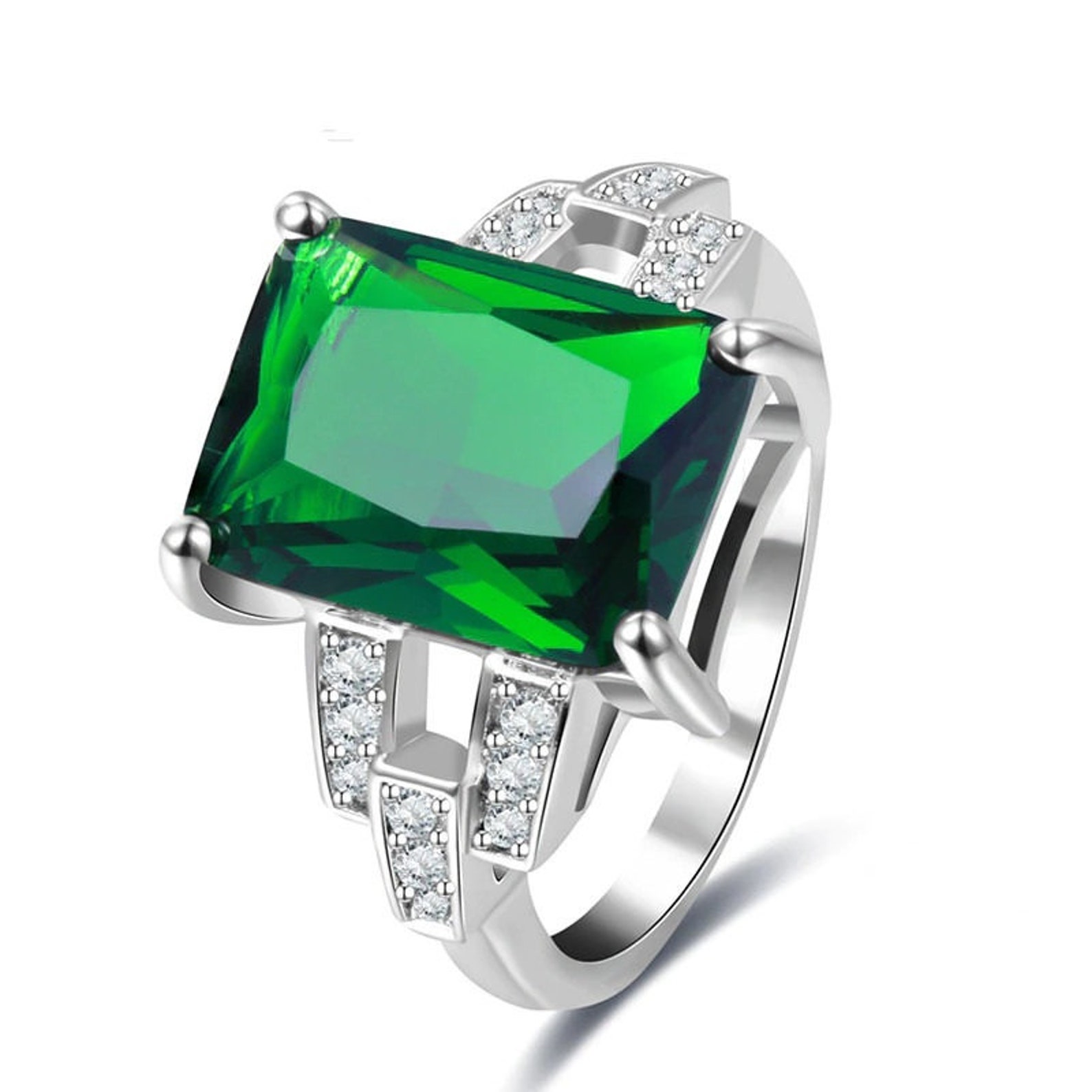 New Fashion Emerald Stone Rings for Womenwedding Jewelry925 - Etsy