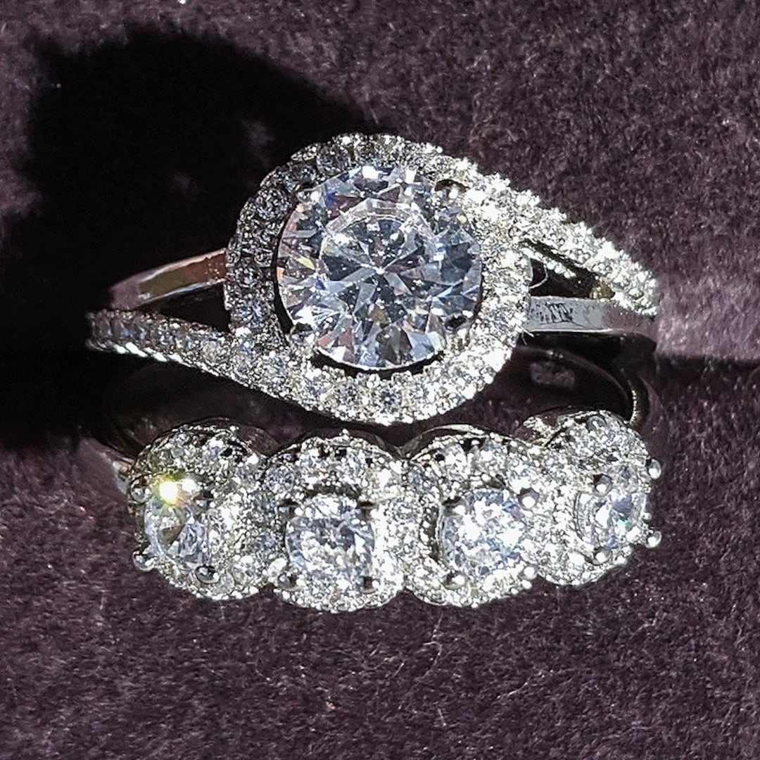 Luxury Round Ring Set Jewelry, Wedding Rings Set , Royal Design,classic ...