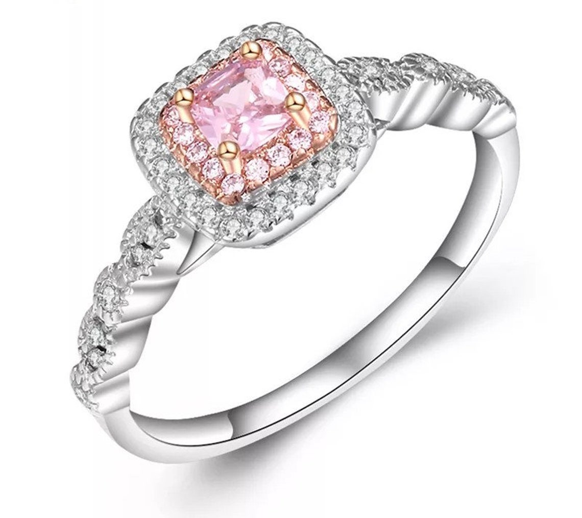 Romantic Pink CZ Rings for Women Wedding Jewelry925 Sterling - Etsy