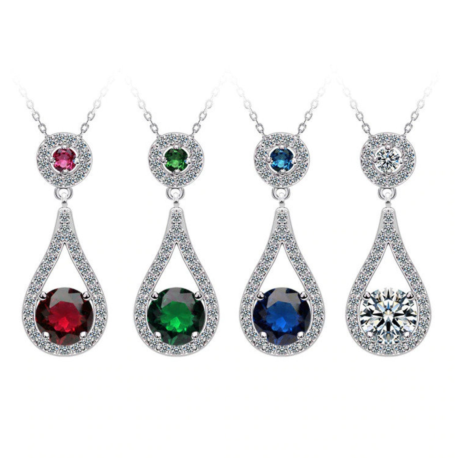Luxury Multi Color Round Stone Earring With Necklace Set925 - Etsy