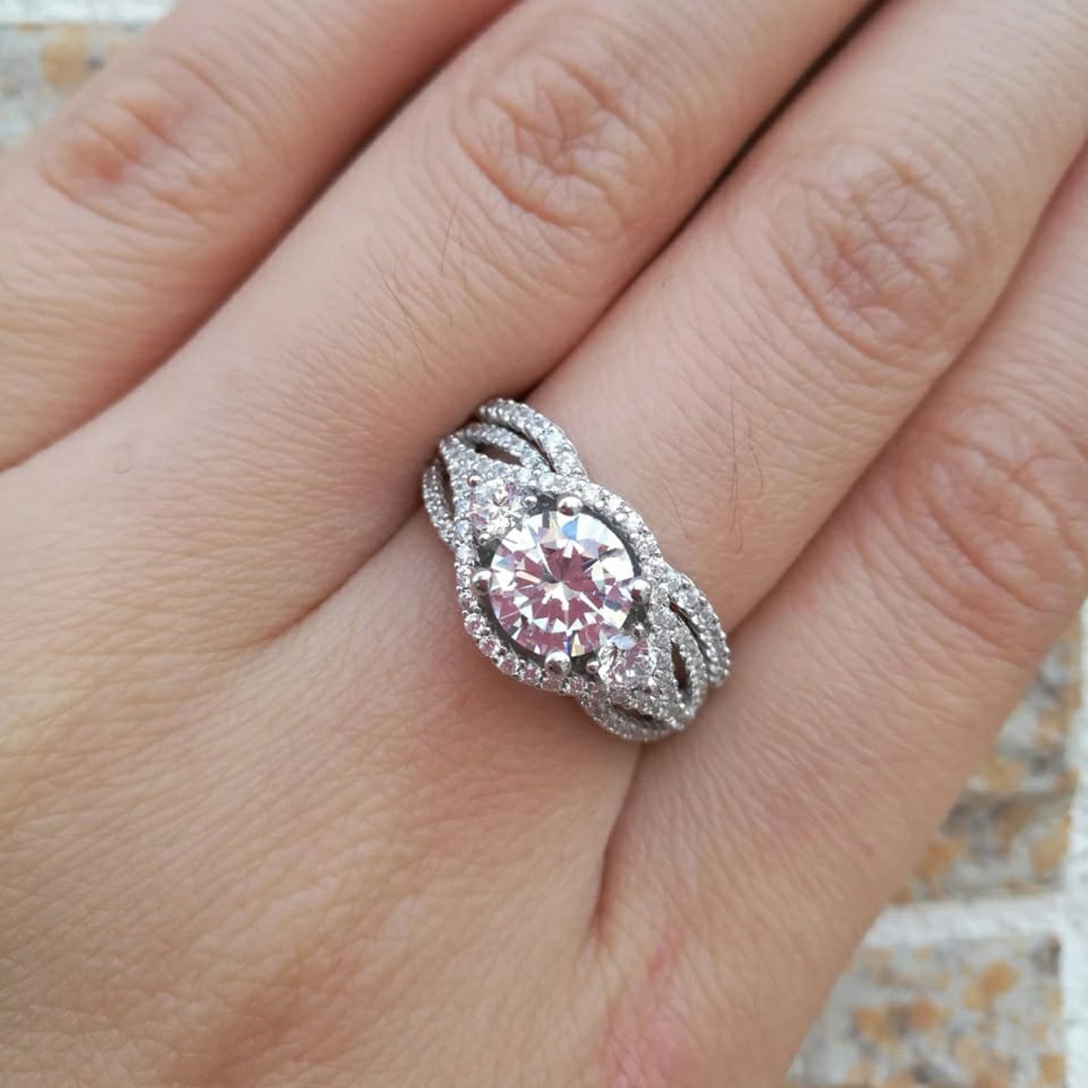 Women's 925 Sterling Silver Wedding Ring Sets Round Cut Cz | Etsy