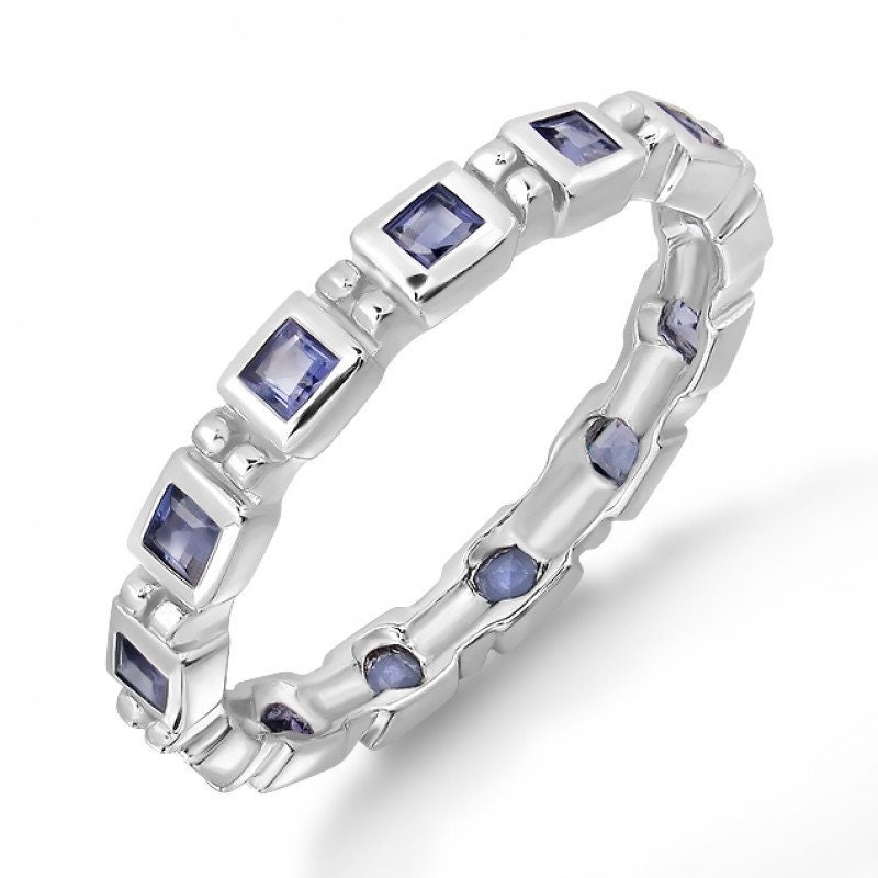 Lila Iolite Gemstone Stackable Silver Ring - Etsy