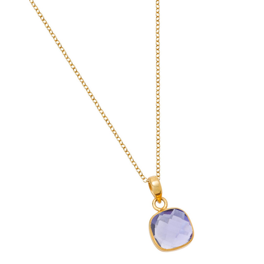Iona Gold Square Cushion Cut Iolite Semi Precious Gemstone Pendant ...
