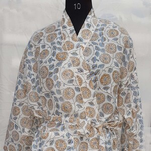 Indian Hand Block Print Kimono 100% Cotton Fabric, Beautiful Floral ...