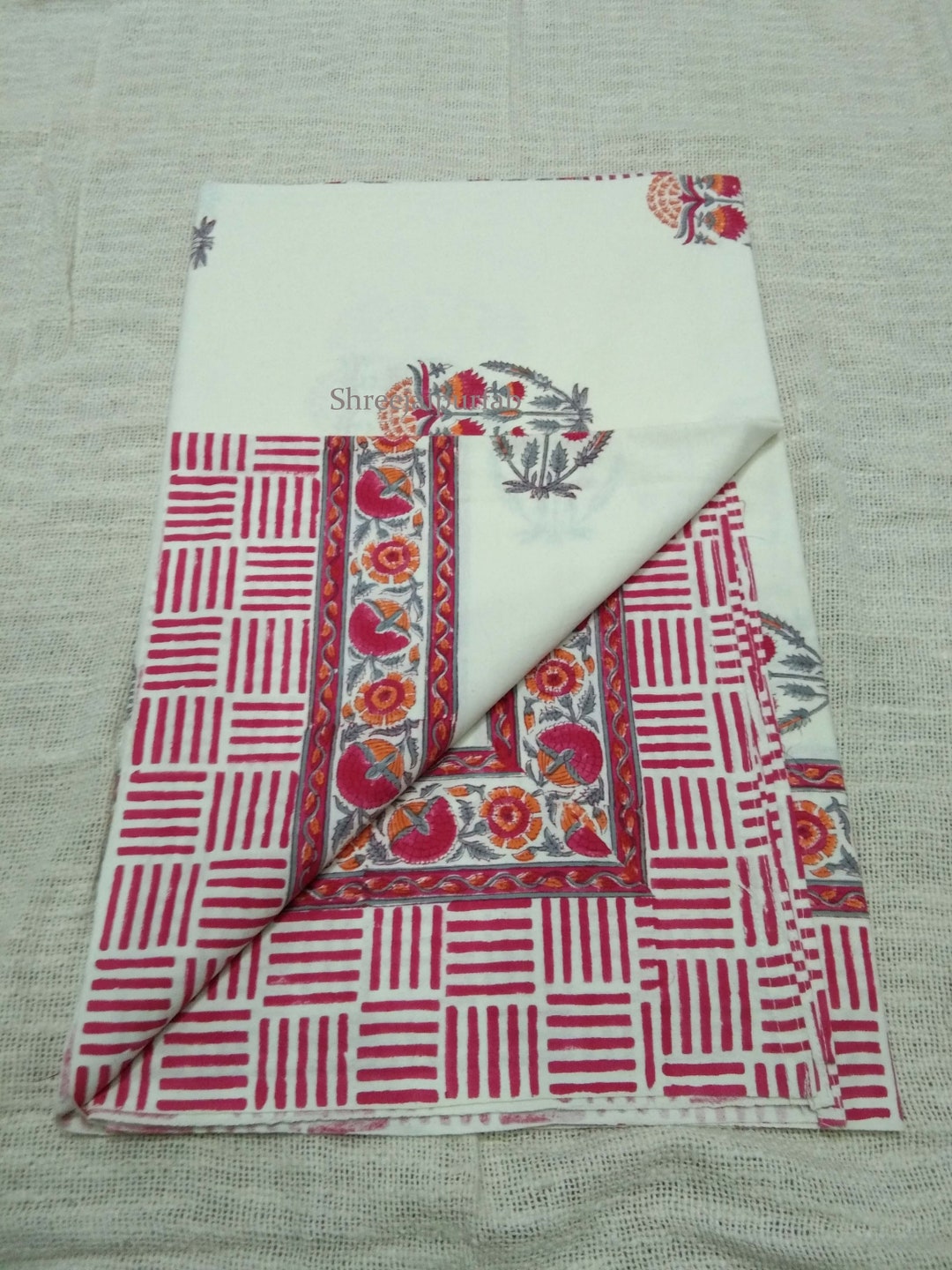 Shreejaipurfab Indian Floral Print Bed Sheet Indian Handmade - Etsy