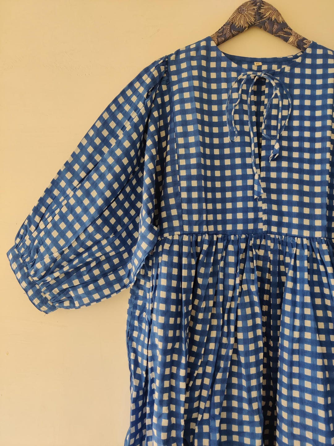 Block Print Midi Dress, Mini Dress, Strip Long Block Print Dress, Deep ...