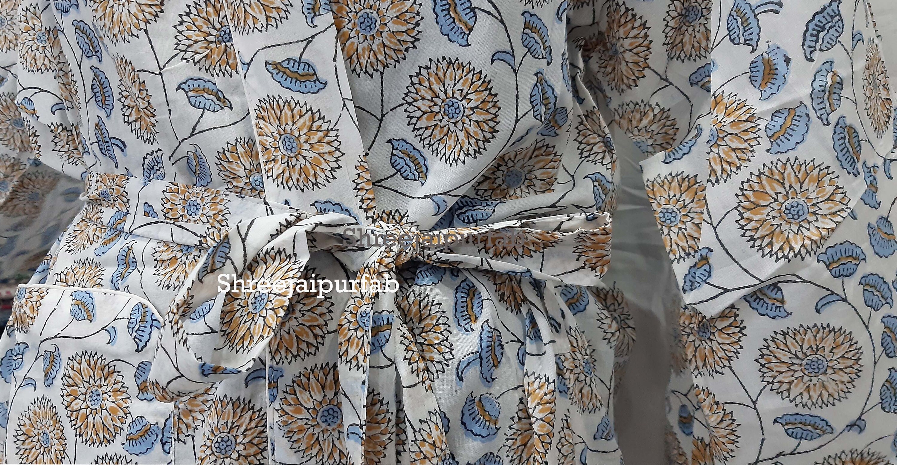 Indian Hand Block Print Kimono 100% Cotton Fabric Beautiful - Etsy