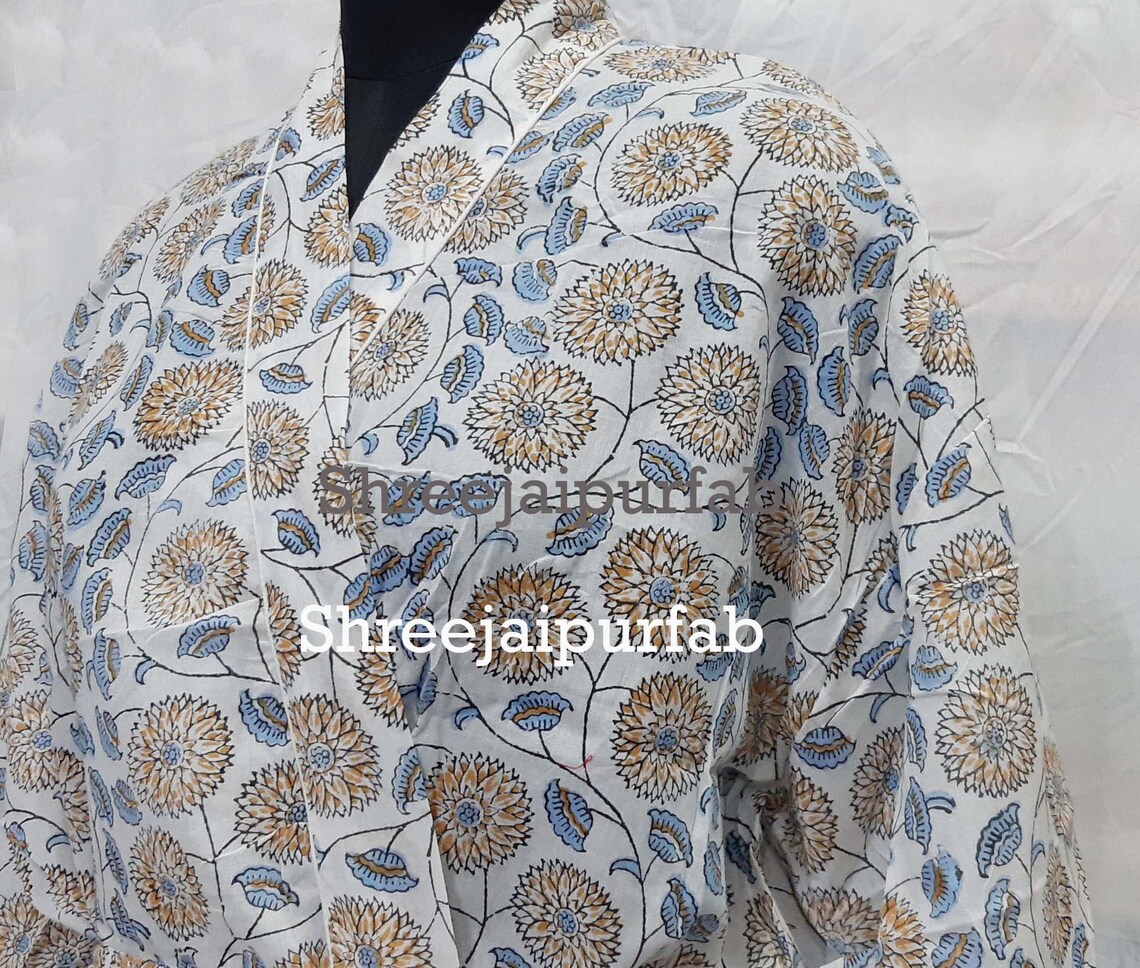 Indian Hand Block Print Kimono 100% Cotton Fabric Beautiful - Etsy