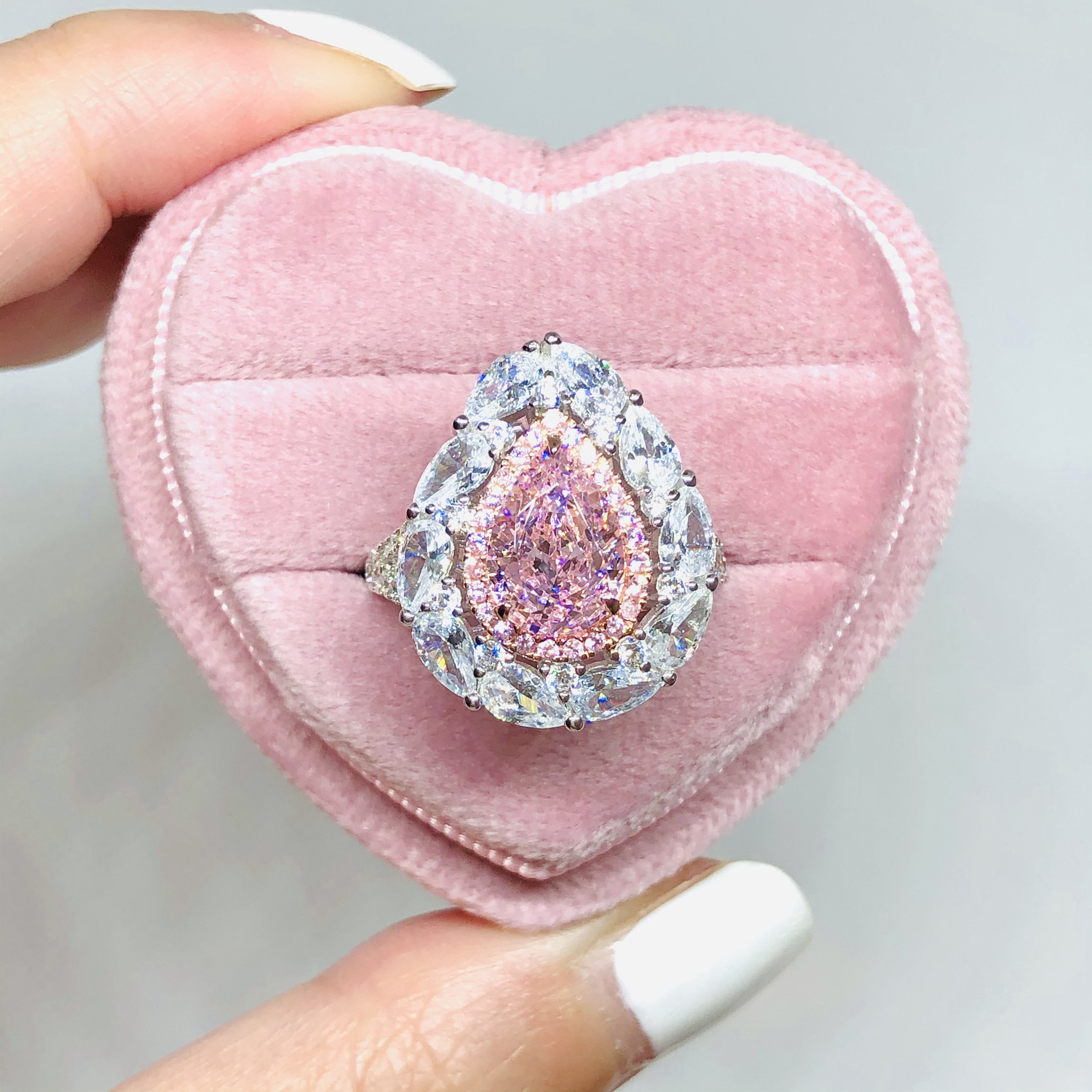 Pear Shape Pink Diamond Ring 2ct Pink Diamond Engagement | Etsy