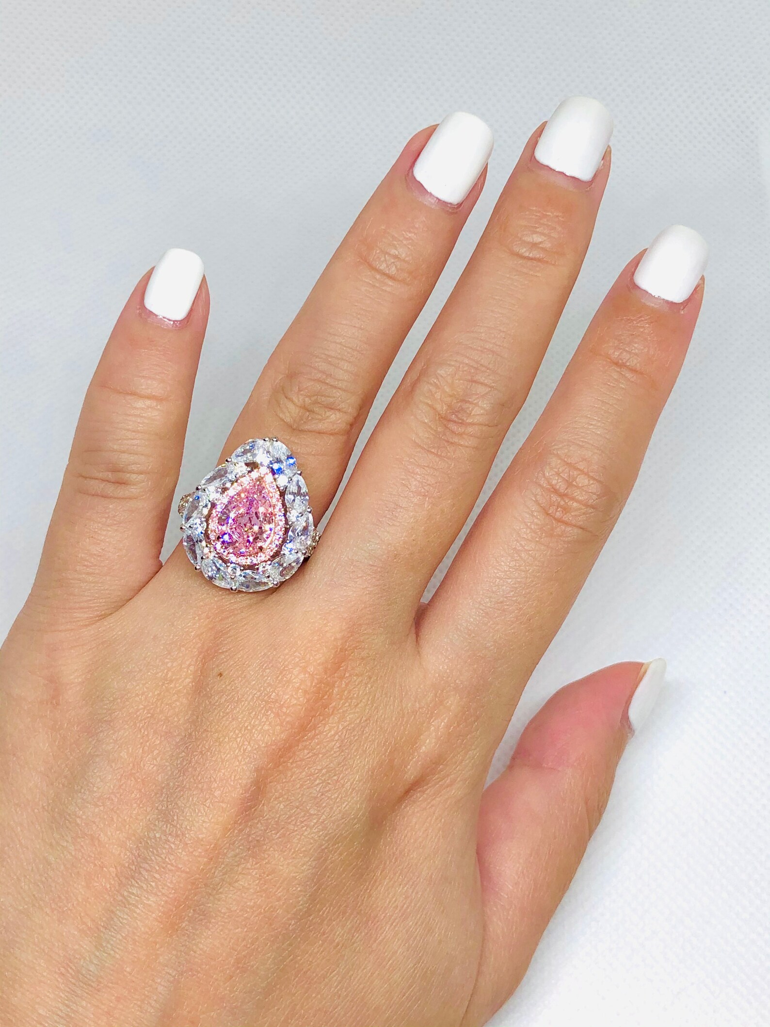 Pear Shape Pink Diamond Ring 2ct Pink Diamond Engagement - Etsy