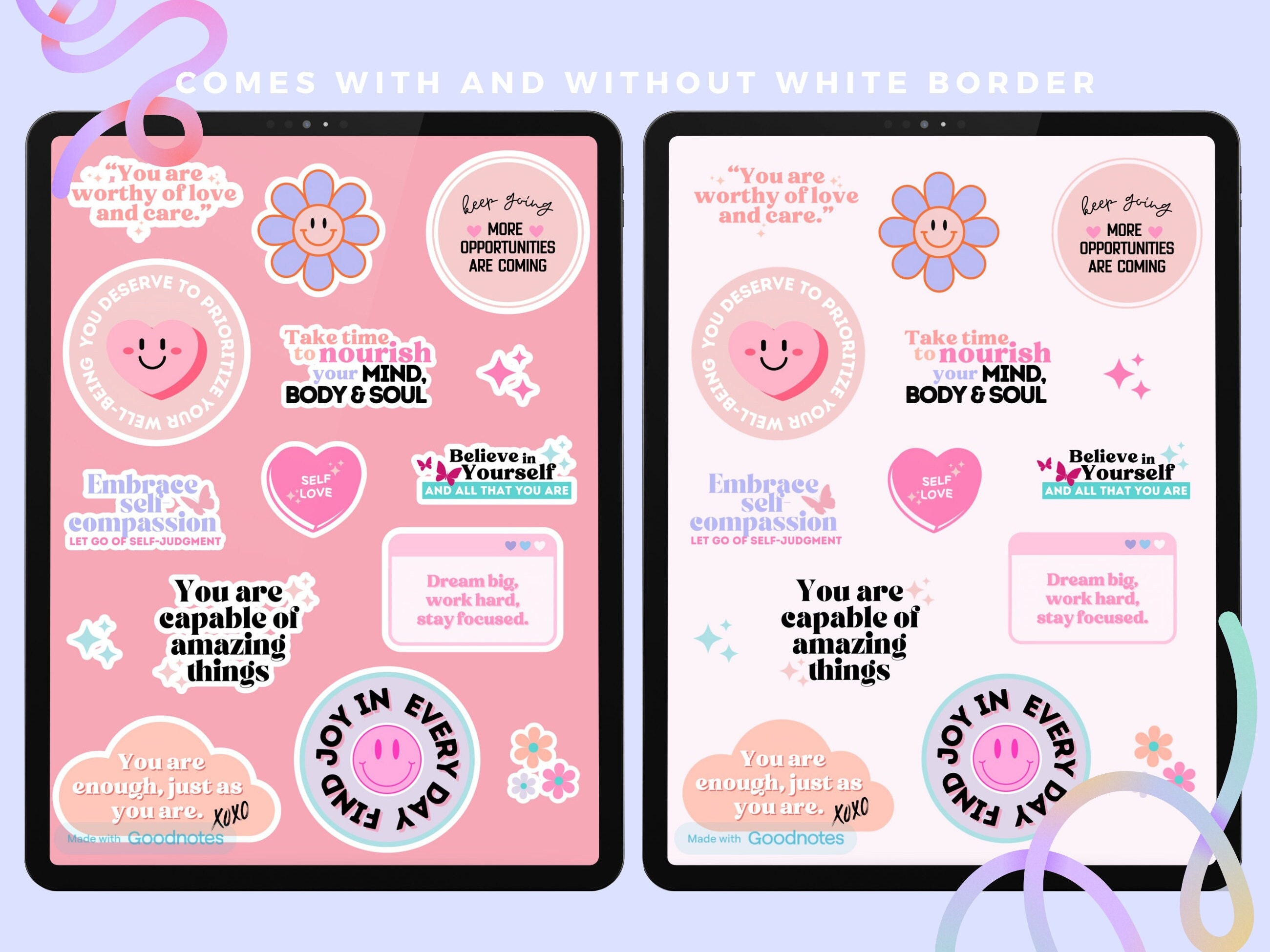 Self-care Reminders Printable Digital Stickers for Goodnotes Planner - Etsy