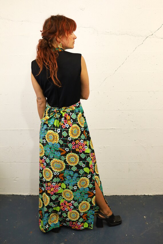 1960s/70s Psychedelic Long Abstract Pattern Dress//Op… - Gem