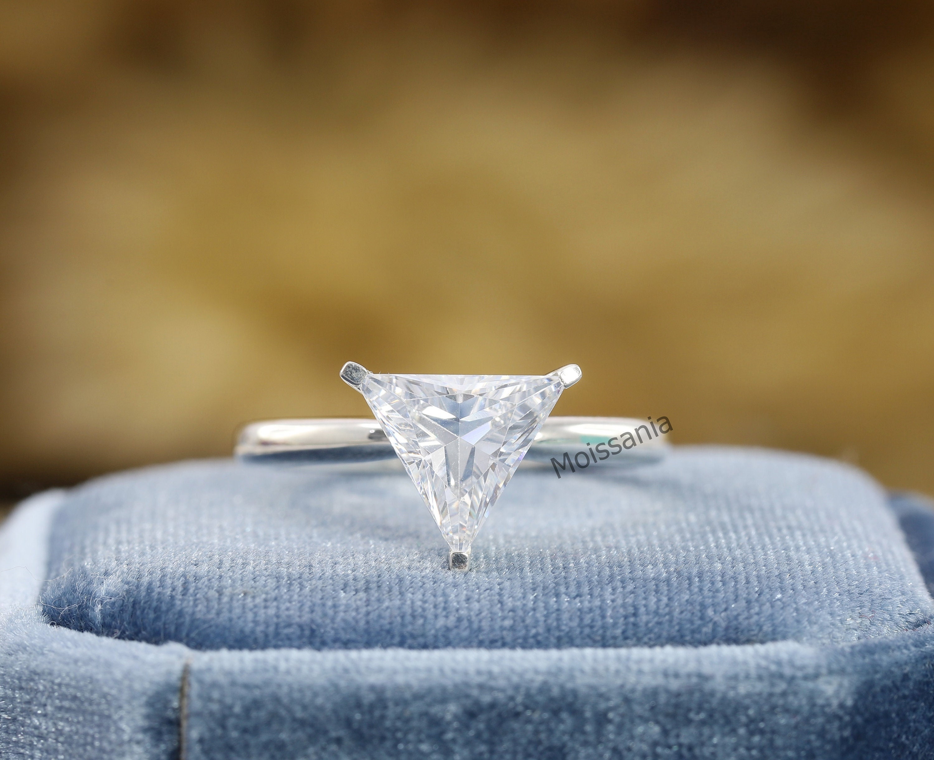 Triangle Simulated Diamond Engagement Promise Ring Triangle - Etsy