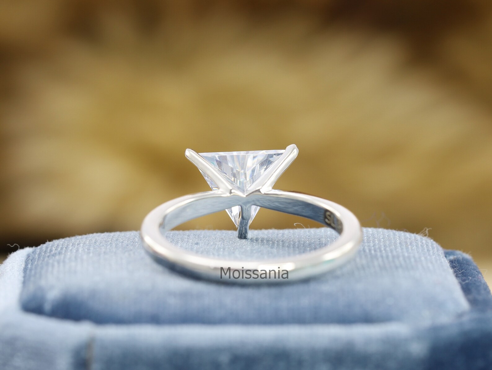 Triangle Simulated Diamond Engagement Promise Ring Triangle - Etsy