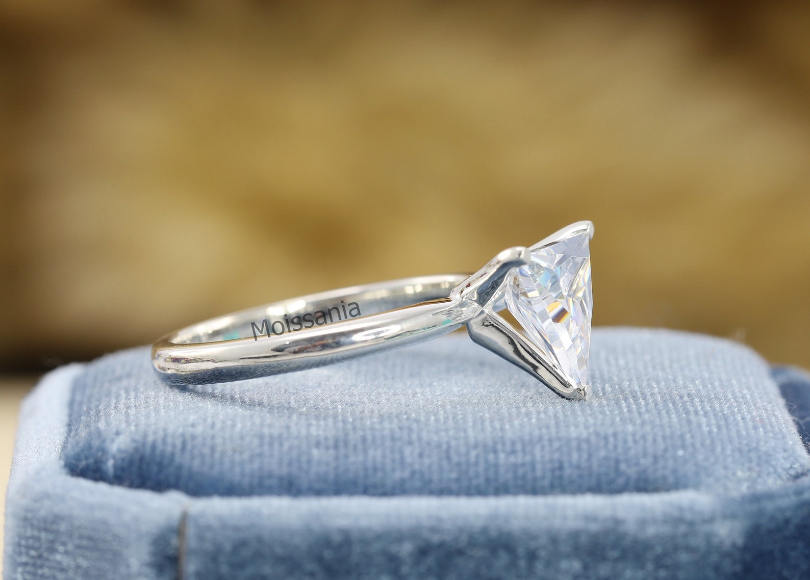 Triangle Simulated Diamond Engagement Promise Ring Triangle - Etsy