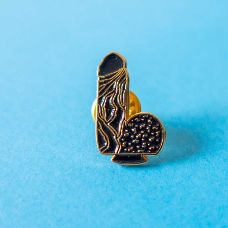 Dick Pin Detailed Enamel Pin Black And Gold Colors Makes It Etsy