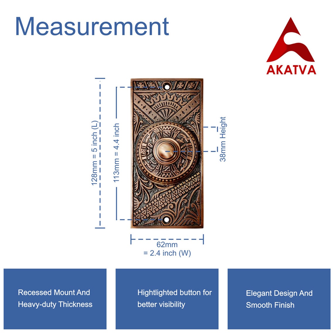 Akatva Decorative Doorbell Button Finest Bell Push Button - Etsy