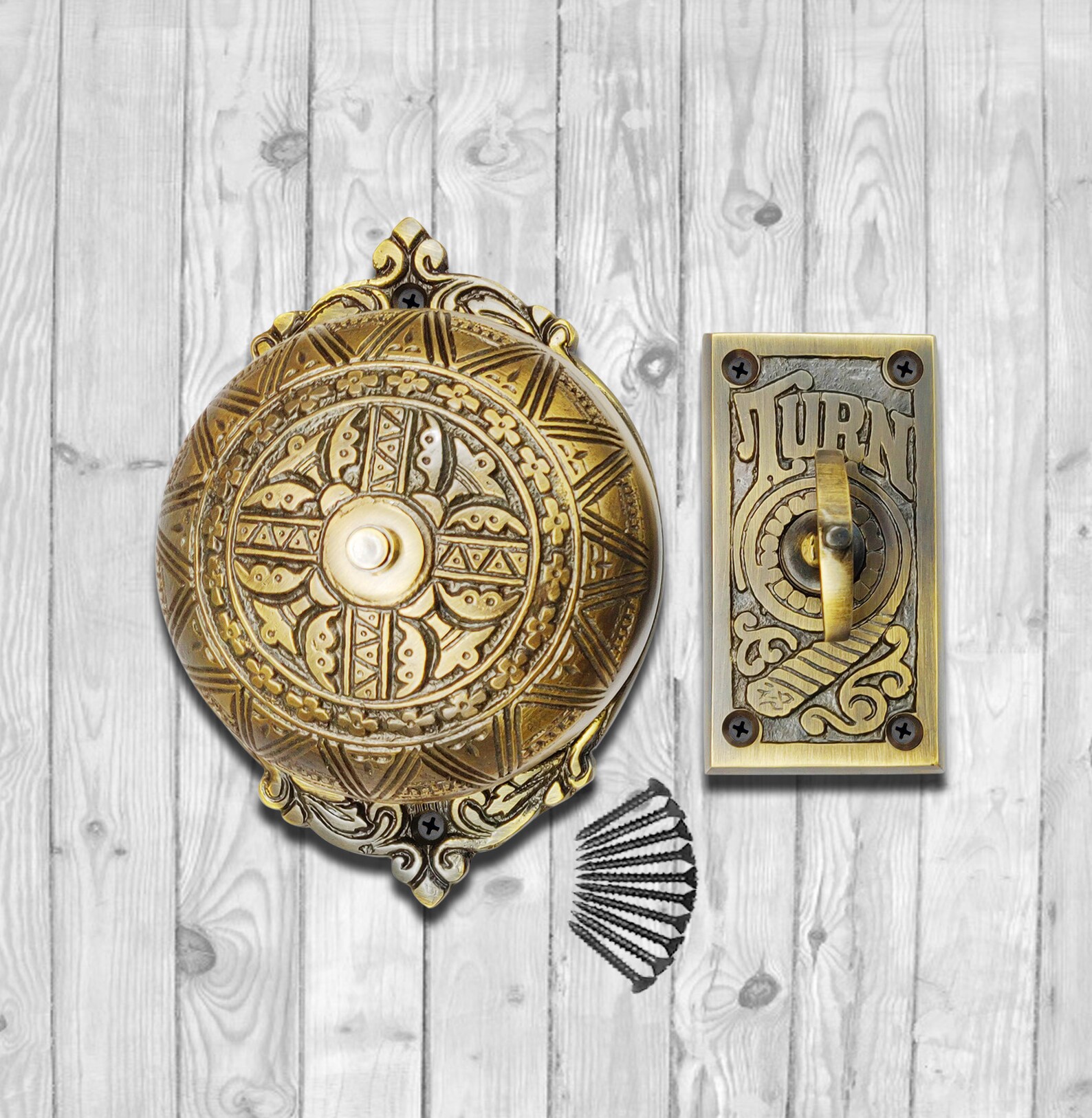 Akatva Vintage Twist Bell With Key Plate Mechanical Doorbell - Etsy