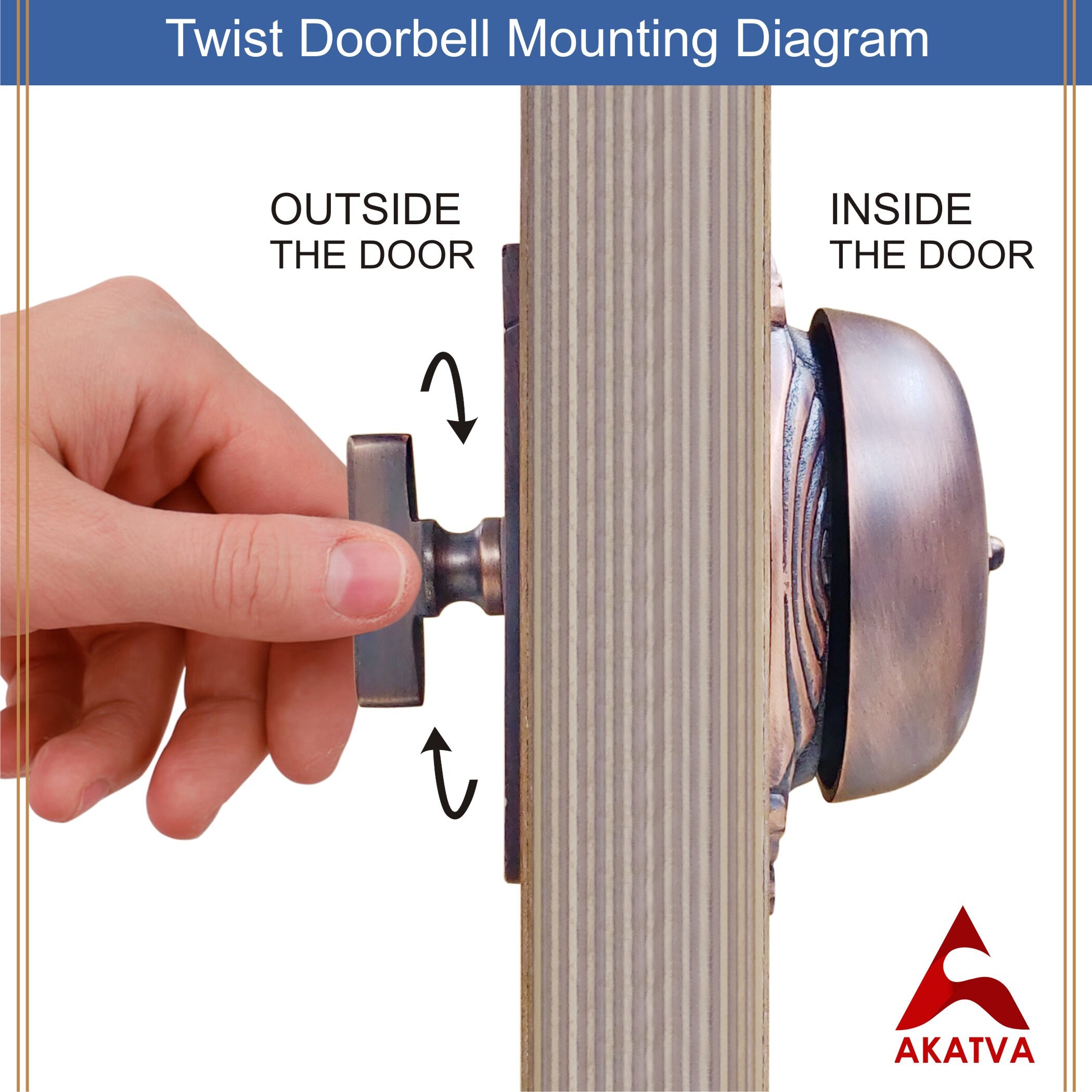 Akatva Vintage Twist Bell With Key Plate – Mechanical Doorbell for Home ...
