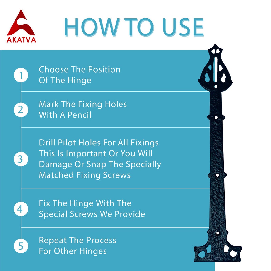 Akatva Dummy Strap Hinge Set 2-piece Heavy Duty Gate Hinges | Etsy