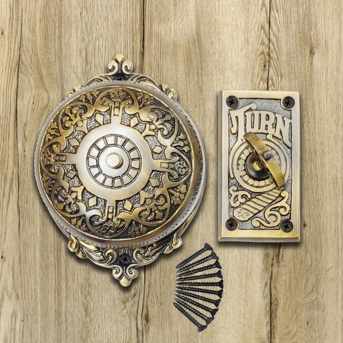 Akatva Vintage Twist Bell With Key Plate Mechanical Doorbell - Etsy