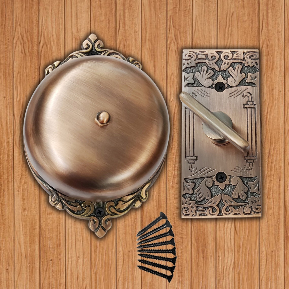 Akatva Vintage Twist Bell With Key Plate Mechanical Doorbell - Etsy