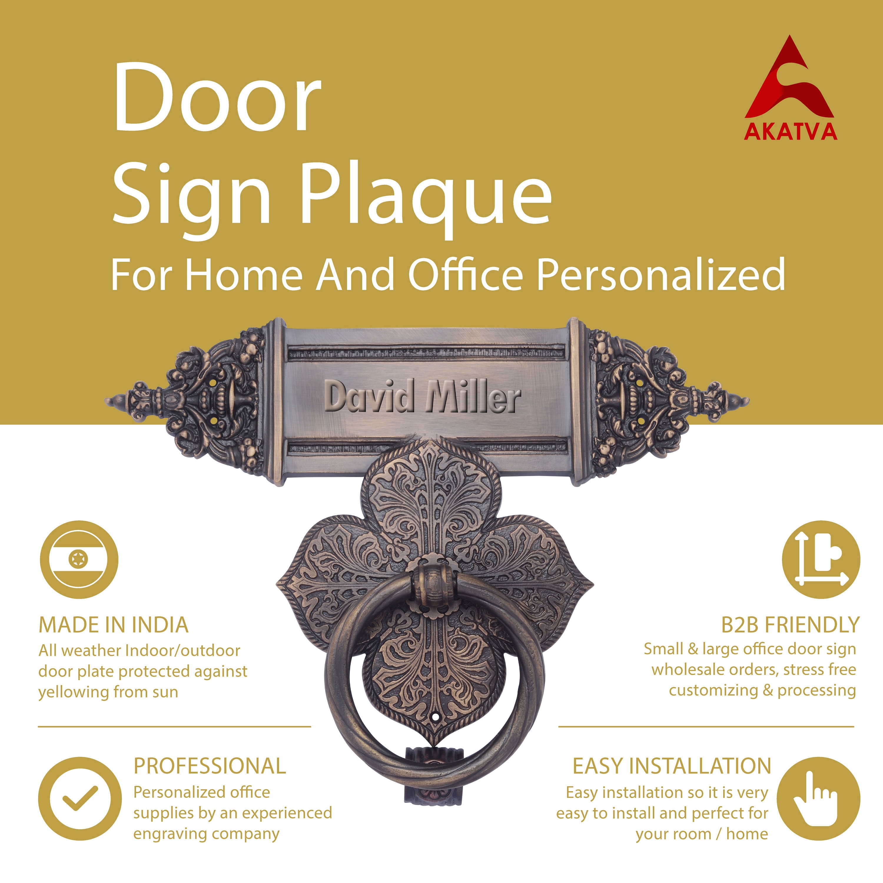 Custom Door Knocker | Front Door Knocker | Engraved Door Plate | Front ...