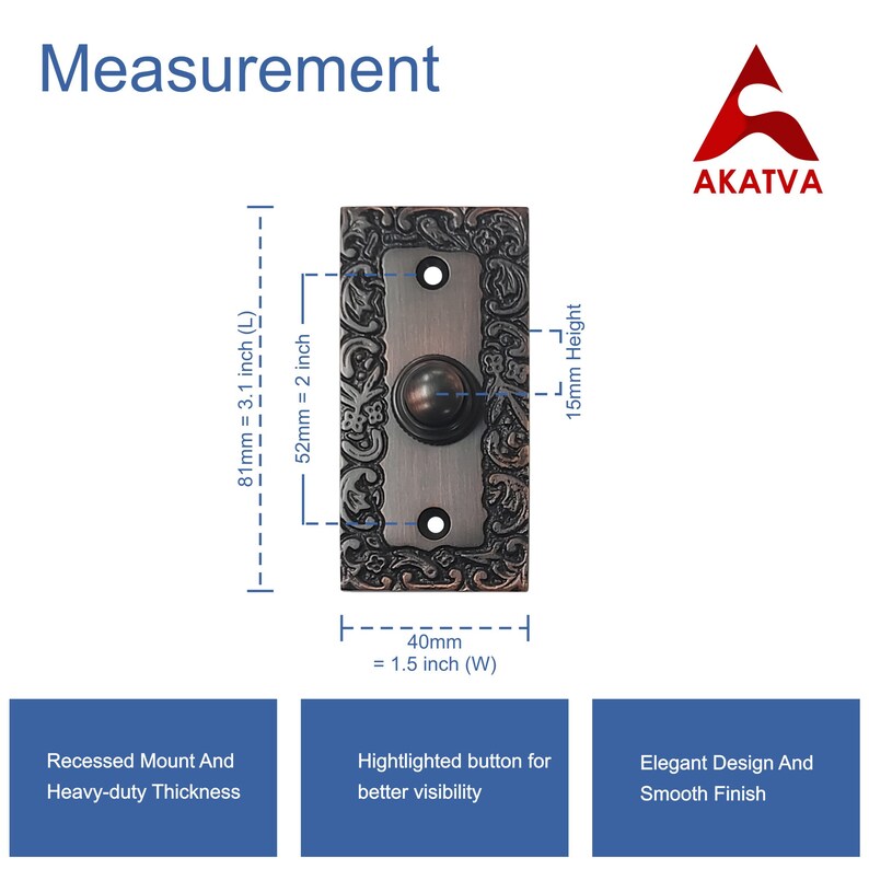 Akatva Decorative Doorbell Button Finest Quality Bell Push - Etsy