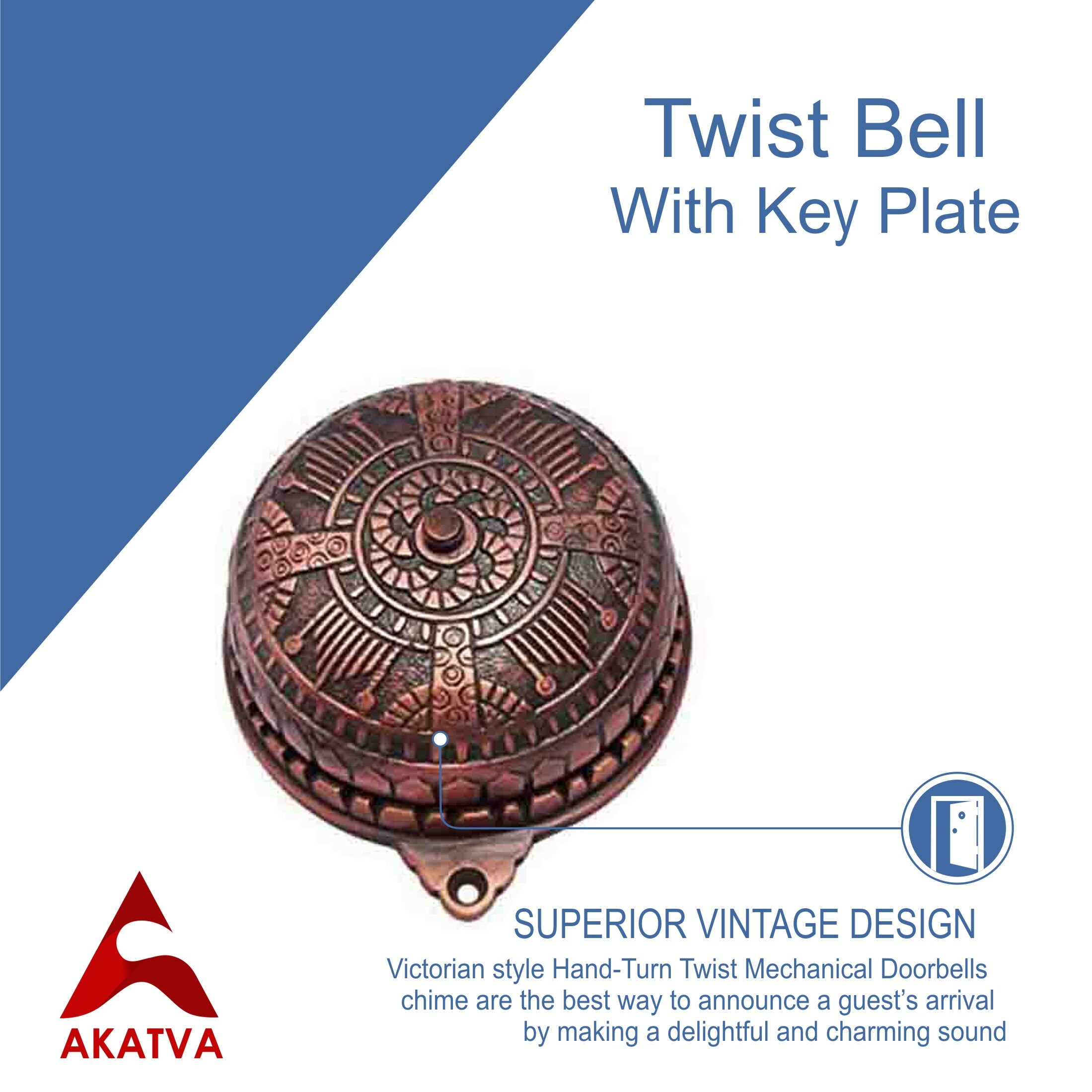 Akatva Vintage Twist Bell With Key Plate Victorian Home - Etsy
